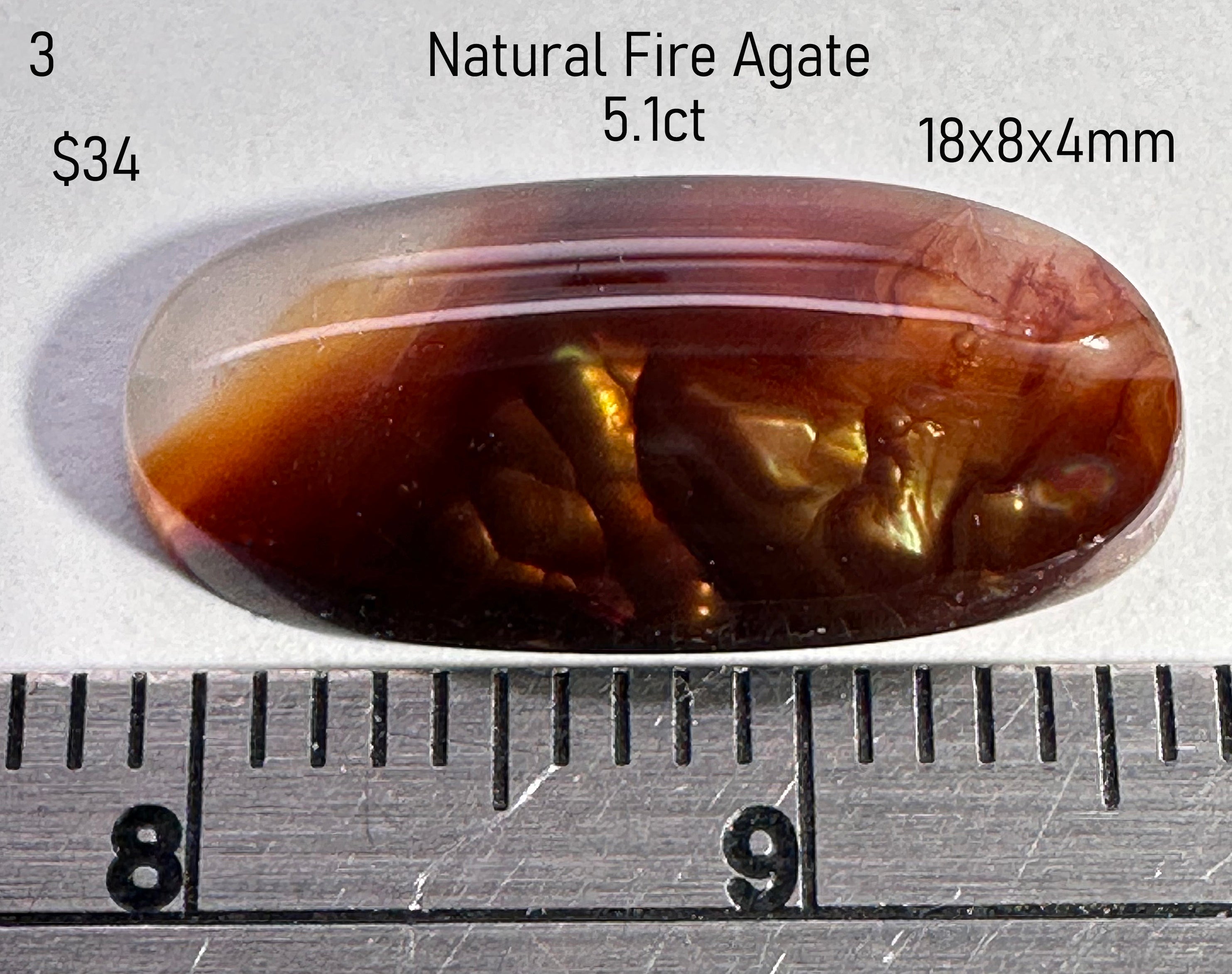 Fire Agate - Natural - Mexico - 5.1ct – Rock Deco Diamonds and Gemstones